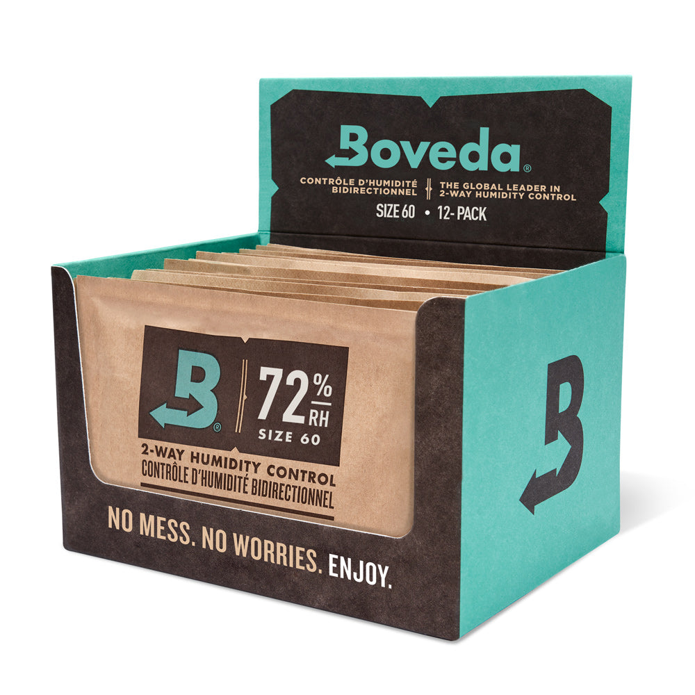 Boveda Seasoning Packs for Wood Guitar Case | 12-Pack 72% RH Size 60